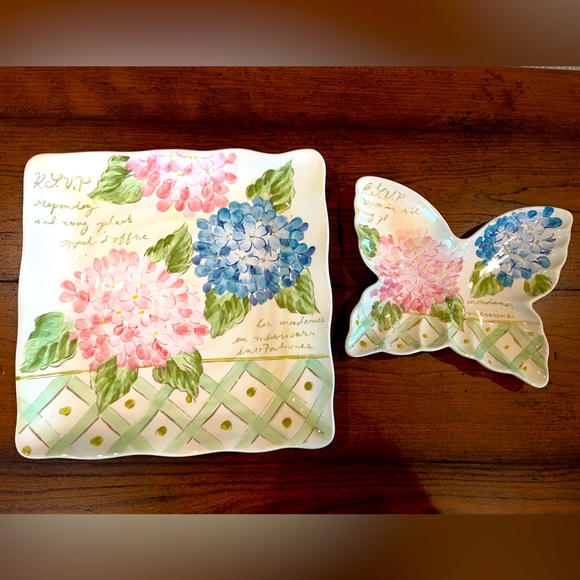 Maxcera | Art | Bundle Of 2 Maxcera Hydrangea Mist Ceramic Trays | Poshmark